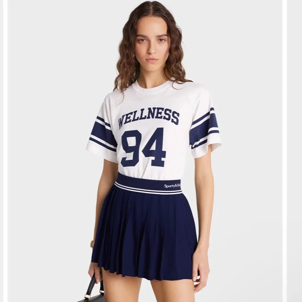 Sporty & Rich | Tops | Sporty Rich White And Navy Graphic Tshirt Size ...